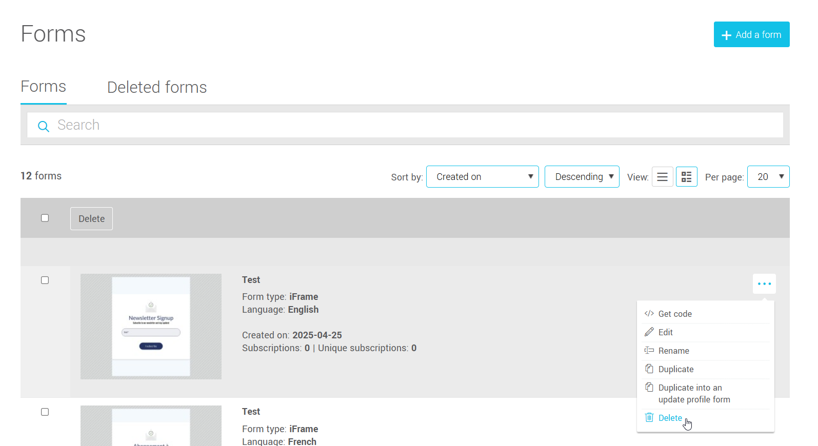 Getting started with your forms | Edit, rename, duplicate, delete or ...